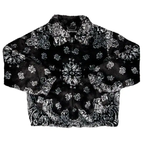 Supreme Bandana Faux Fur Bomber Jacket - Black | Editorialist