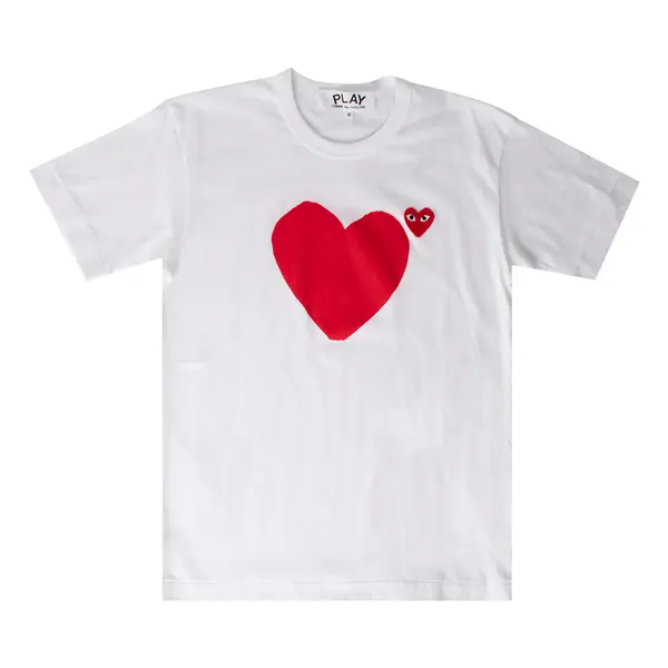 Play Comme Des Garcon T-shirt With 2 Small Red Hearts