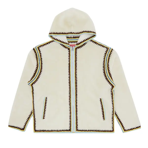 Supreme Crochet Edge Hooded Zip Up Top
