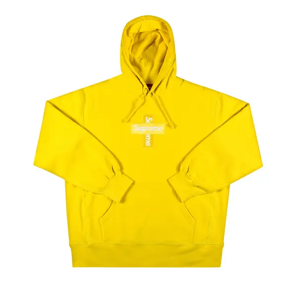 Supreme Cross Box Logo Hooded Sweatshirt - Yellow
