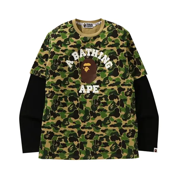 BAPE Abc Camo College Layered Long-sleeve Tee - Green