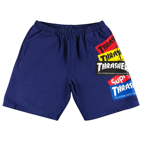Supreme X Thrasher Multi Logo Sweatshort - Blue