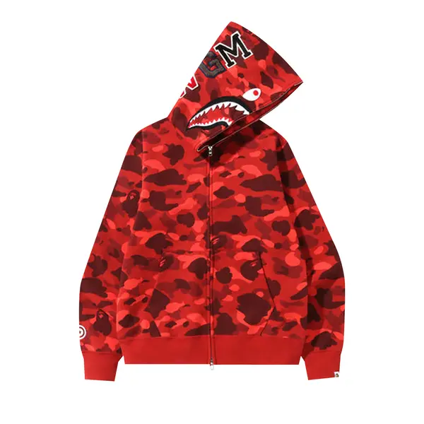 BAPE Color Camo Shark Full Zip Hoodie - Red