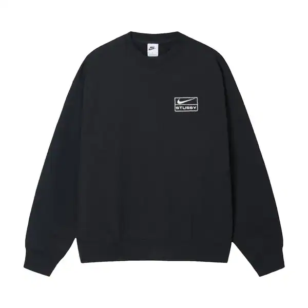 StüSsy X Nike Acid Wash Fleece Crew - Black | Editorialist