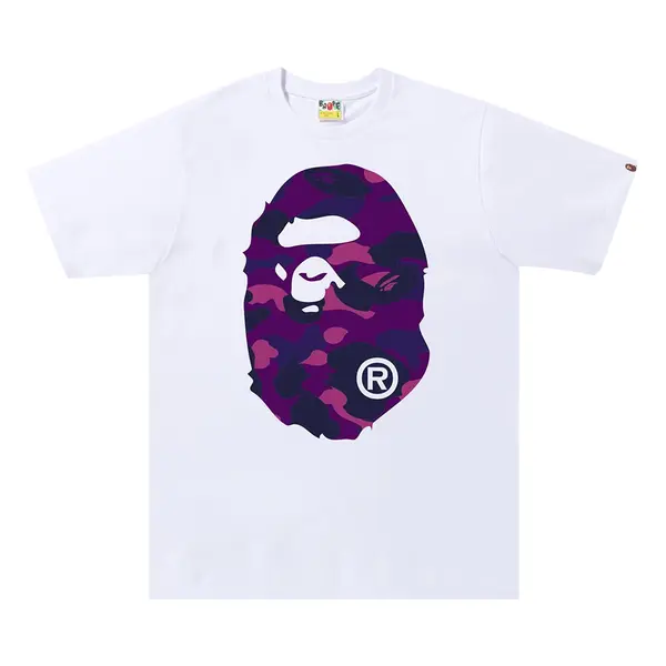 BAPE Color Camo Big Ape Head Tee /purple - White