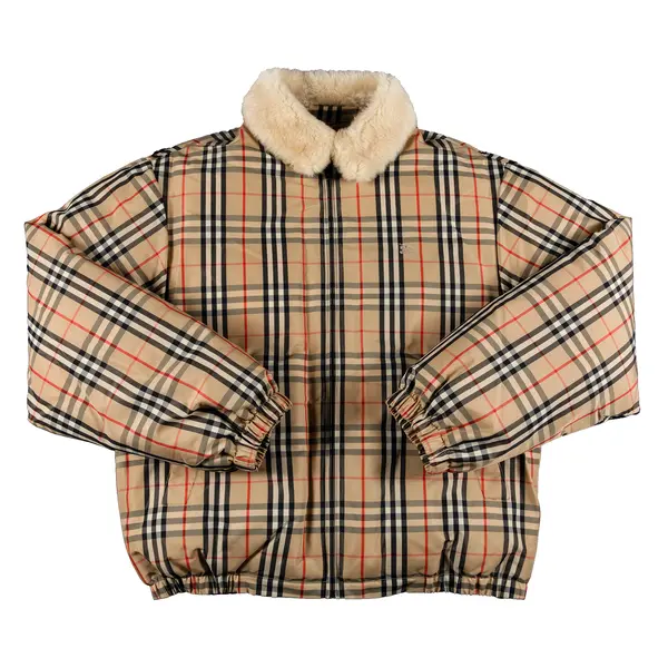 Supreme X Burberry Shearling Collar Puffer Jacket - Tan