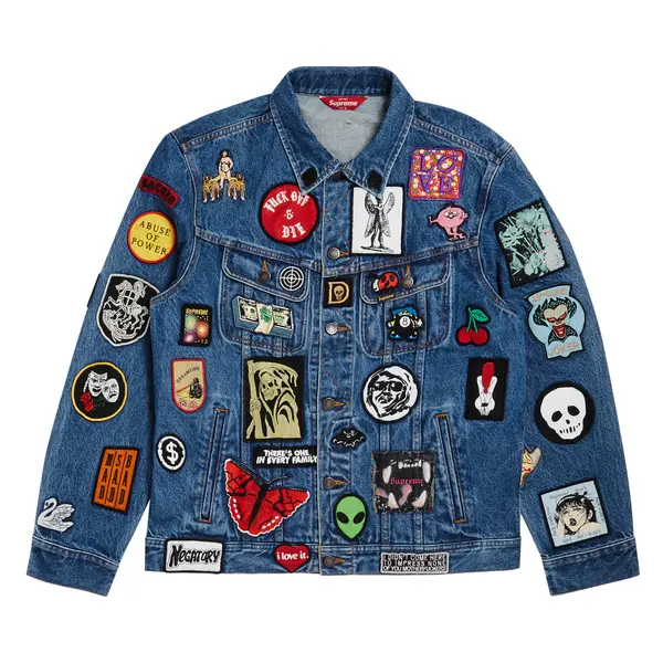 Supreme Patches Denim Trucker Jacket - Blue