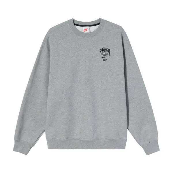 Nike X Stussy Nrg Zr Crew Fleece 'dark Heather - Grey