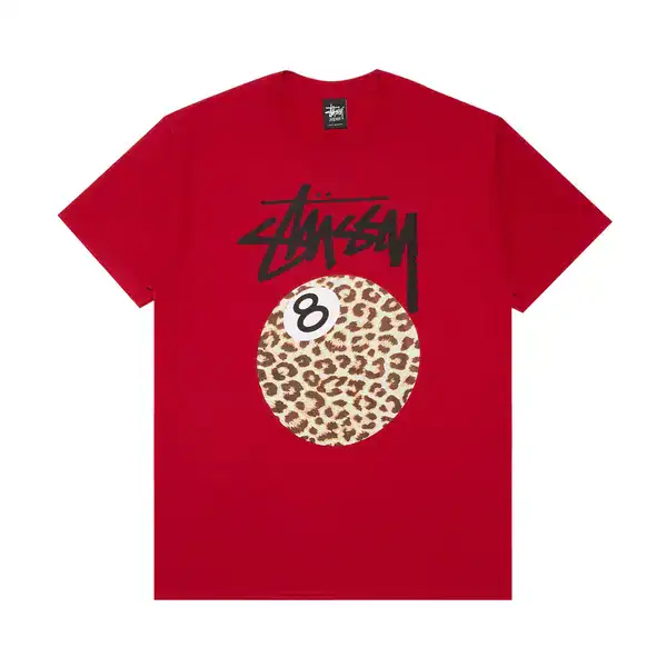 Stussy Tシャツ レオパード ロゴ レッド M ヒョウ柄 短丈 StüSsy Cheetah 8 Ball Tee - Red | Editorialist