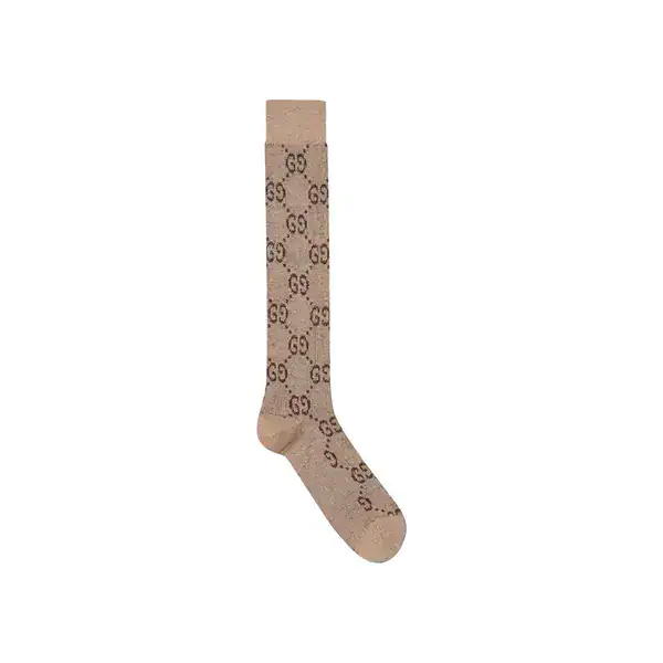 GUCCI BALENCIAGA ベージュ ロゴソックス S Gucci Beige Lamé GG Socks Gucci