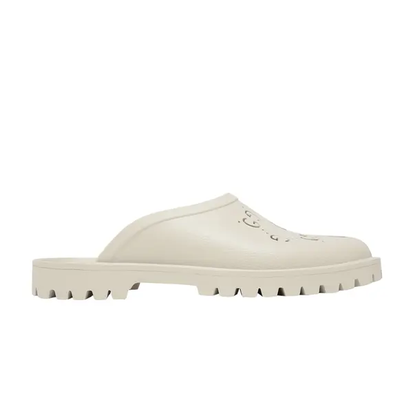 Gucci Cut Out Monogram Slip-on Sandal - Cream