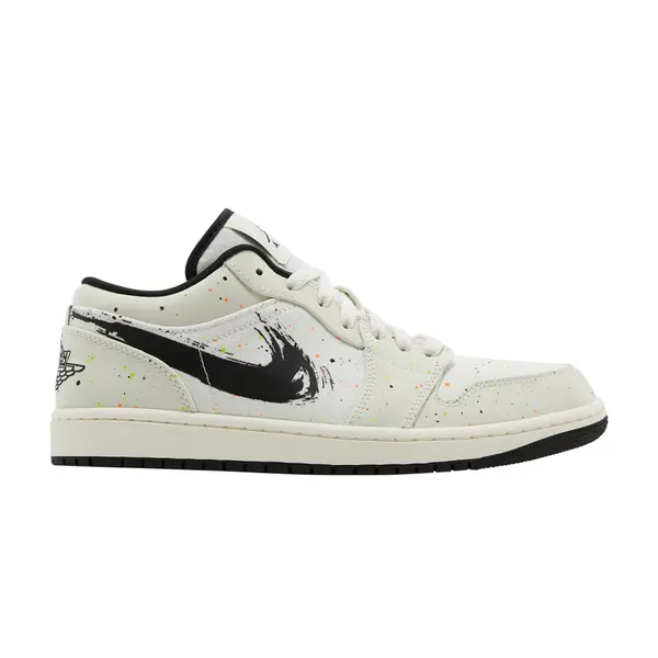 JORDAN 1 Low Brushstroke Swoosh Paint Splatter - White