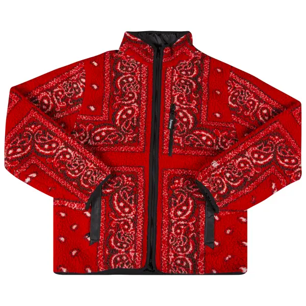 Supreme Reversible Bandana Fleece Jacket - Red