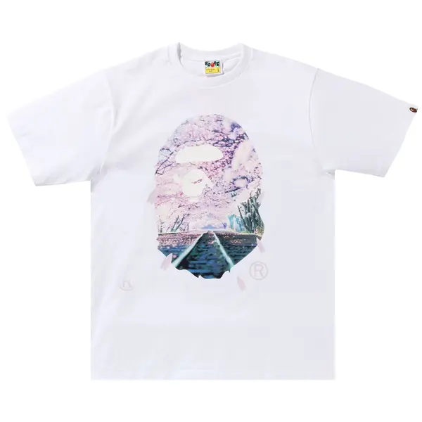 BAPE Sakura Photo Ape Head Tee - White