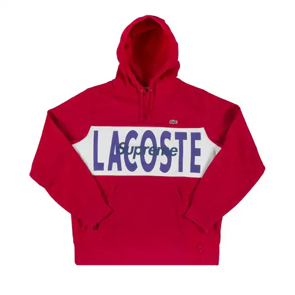Supreme X Lacoste Logo Panel Hooded Sweatshirt - Red | Editorialist