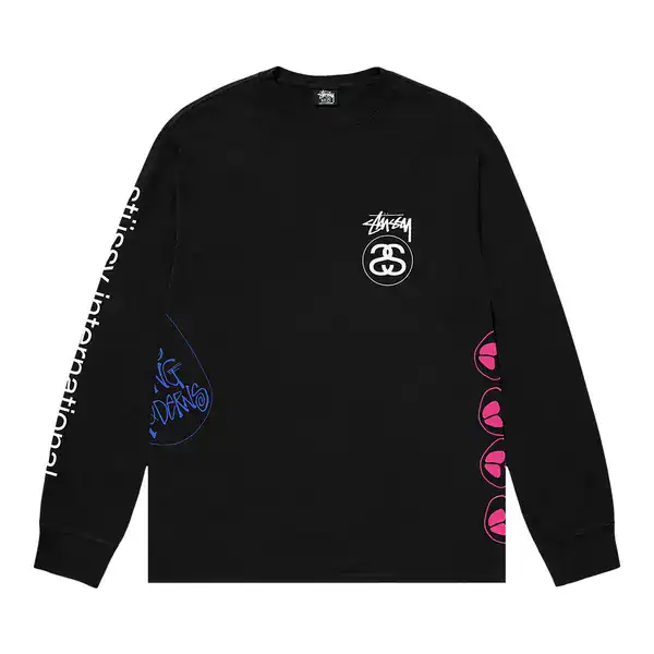 StüSsy Test Strike Pigment Dyed Long-Sleeve Tee - Black