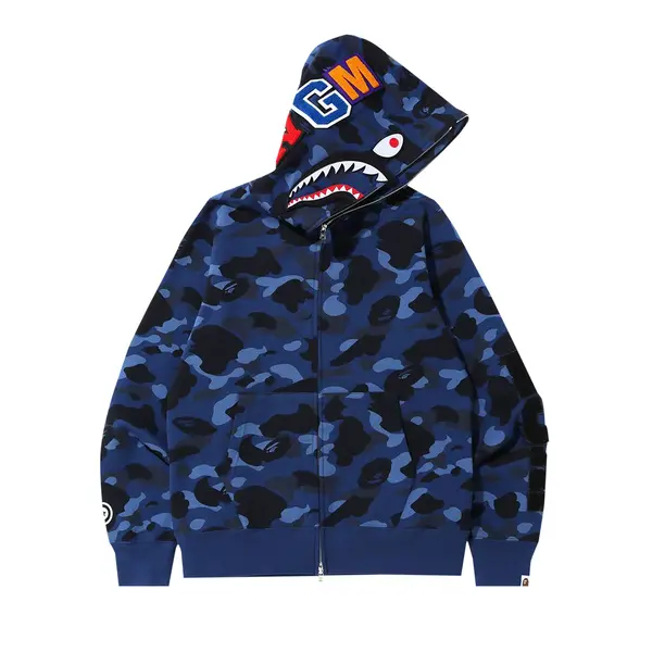 BAPE Color Camo Detachable Shark Full Zip Hoodie - Blue