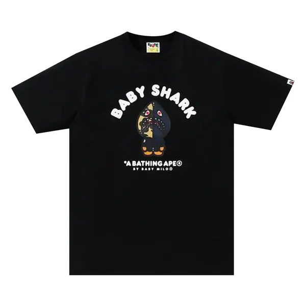 BAPE Baby Milo Shark College Tee /navy - Black