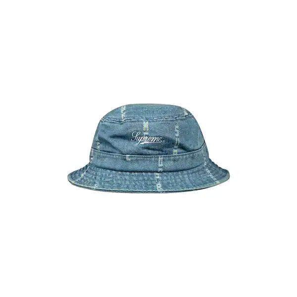 Supreme Logo Stripe Jacquard Denim Crusher - Blue | Editorialist