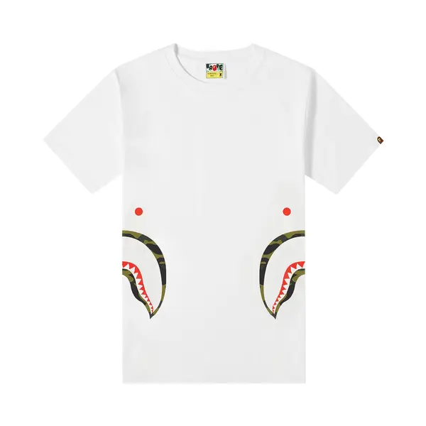 BAPE 1st Camo Side Shark Tee /green - White