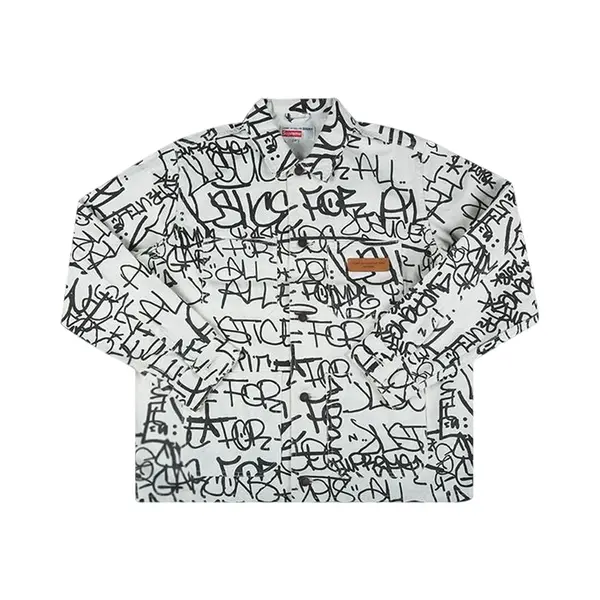 Supreme X Comme Des Garçons Shirt Printed Canvas Chore Coat - White