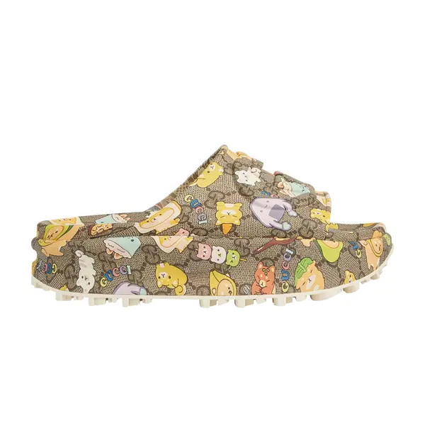 Gucci Pikarar Gg Animal Print Slide Sandal - Brown