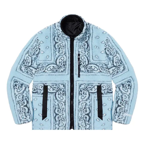 Supreme Reversible Bandana Fleece Jacket - Blue