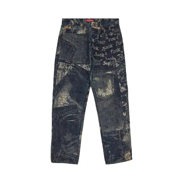 Supreme Archive Denim Jacquard Regular Jean - Blue