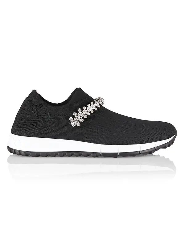 JIMMY CHOO Verona Embellished Trainer Sneakers - Black Crystal ...