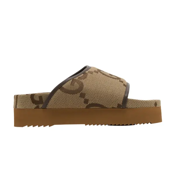Gucci Jumbo Gg Platform Slide - Brown