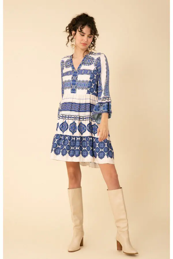 Hale Bob Agathe Twill Dress - Blue