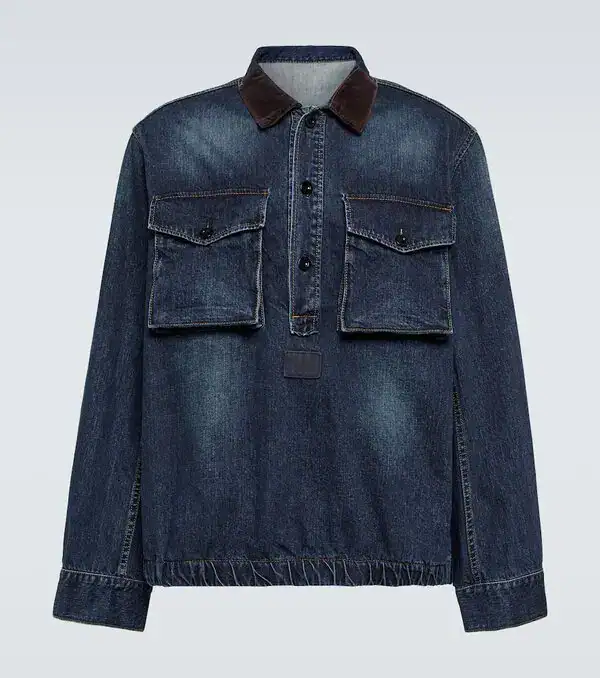 Sacai Denim Shirt Jacket In Blue - 50% Off | Editorialist