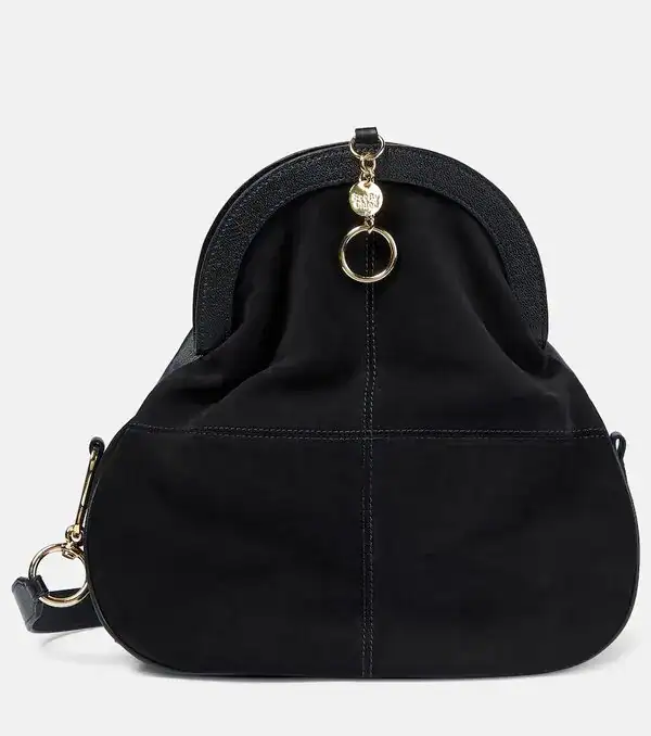 See By Chloé Mara Small Suede And Leather Crossbody Bag In Black