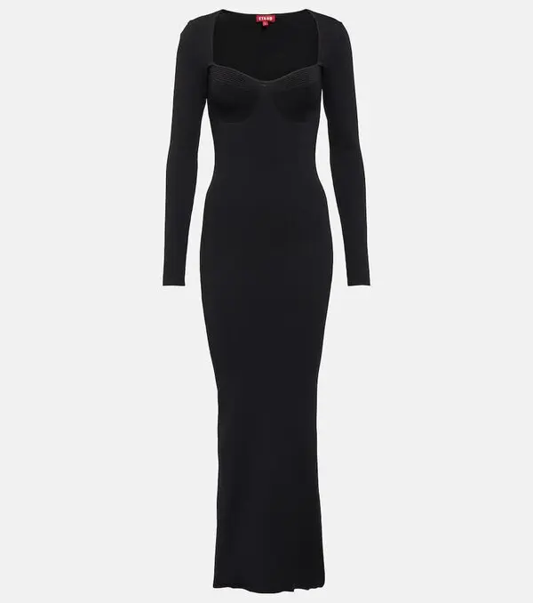 Staud Silhouette Ribbed-Knit Maxi Dress In Black - 30% Off | Editorialist
