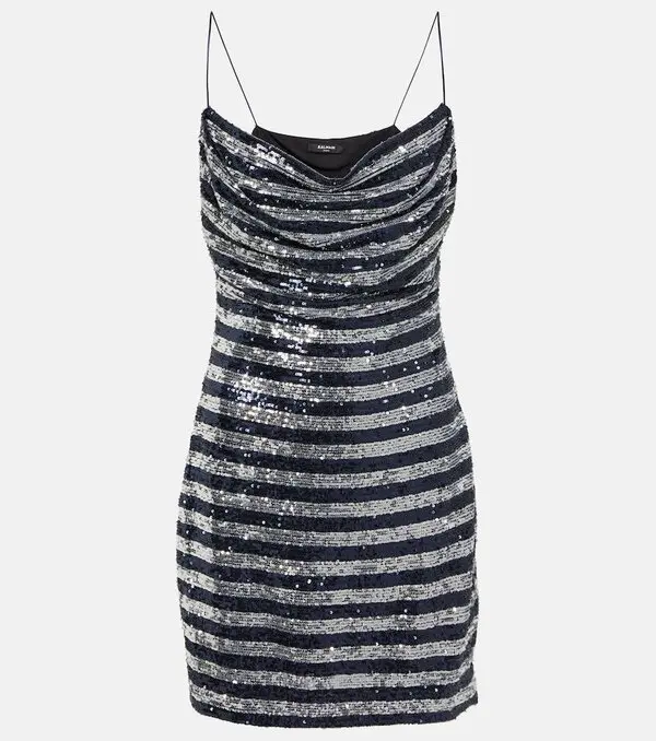 Balmain Sequined Striped Minidress - Multicoloured