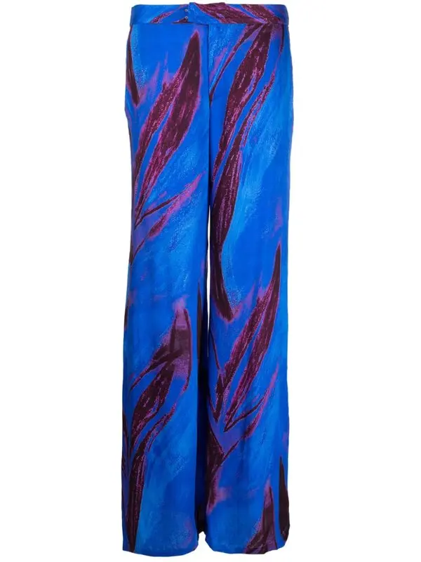 LOUISA BALLOU Abstract-print Wide-leg Trousers