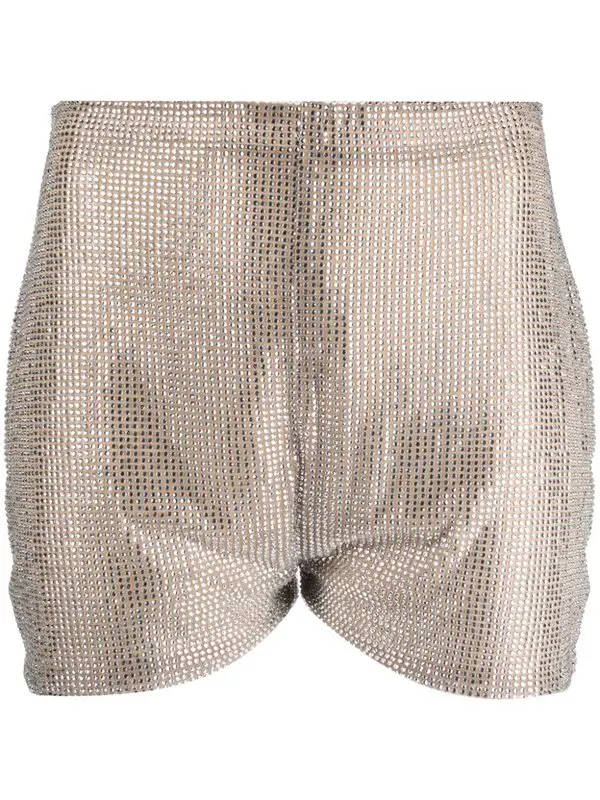 Giuseppe Di Morabito Rhinestone-embellished High-waist Shorts - Silver