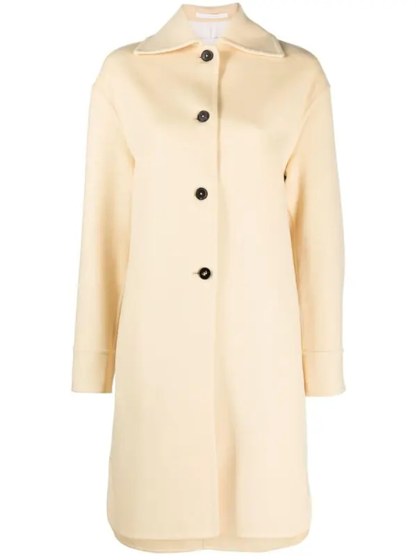 JIL SANDER Cashmere Single-breasted Coat - Yellow