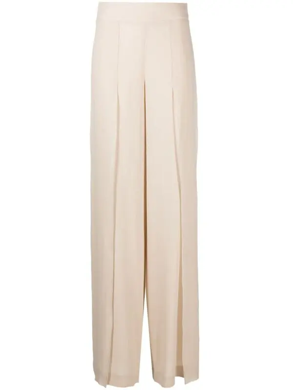 Akris Side-slit Silk Trousers - Neutrals