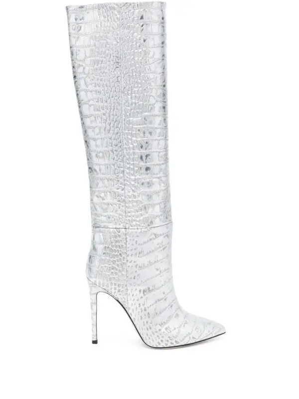 Paris Texas Croc-effect Knee-high Stiletto Boots