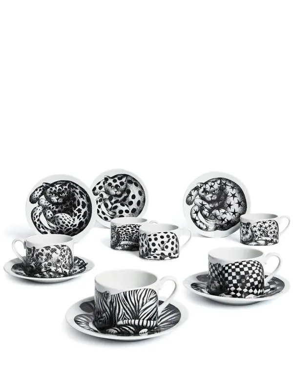 FORNASETTI High Fidelity Porcelain Tea Cups