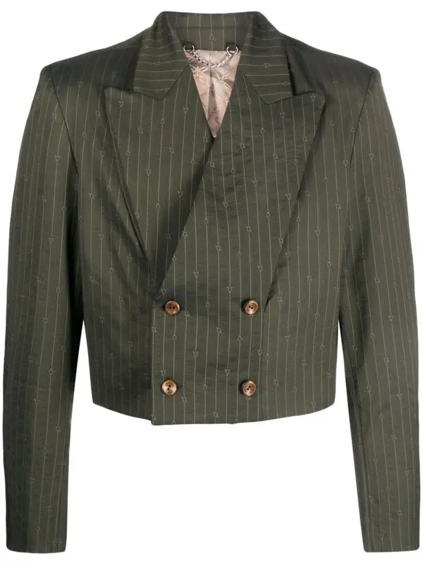 CHARLES JEFFREY LOVERBOY Pinstripe Cropped Blazer