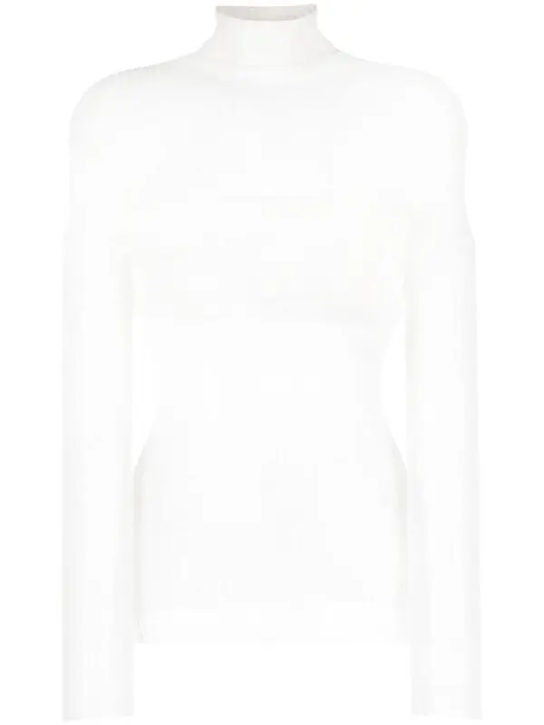 QUIRA Semi-sheer Ribbed-knit Top