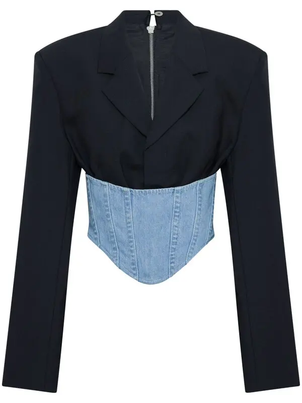 DION LEE Cropped Corset Blazer - Black
