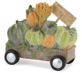 MELROSE 8.5' Happy Thanksgiving Wagon And Pumpk In Figurine