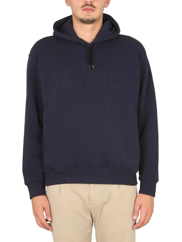 Aspesi Sweatshirt With Embossed Logo And Hood