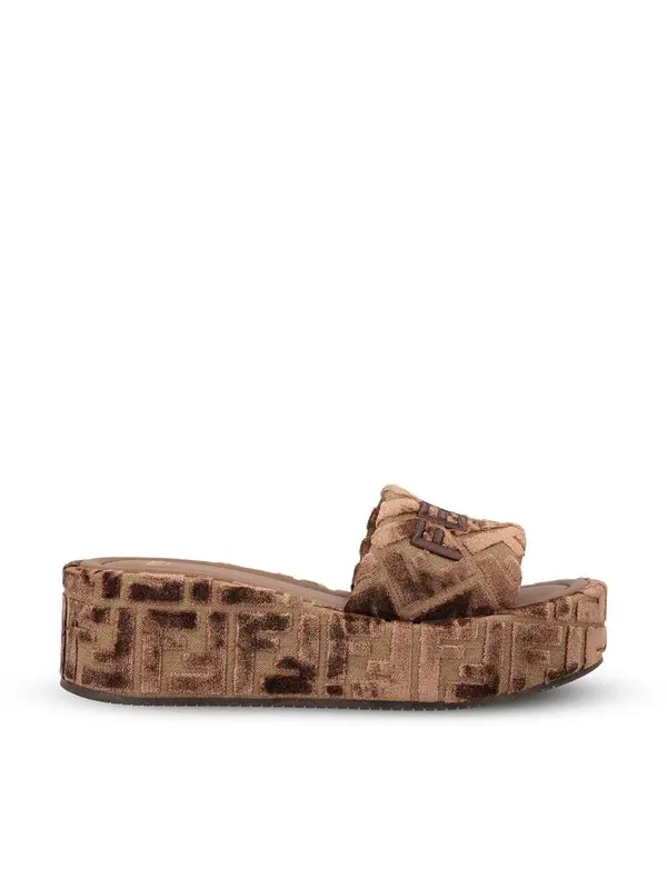 Fendi Sunshine Flatform Slides - Beig.choco Chocolate