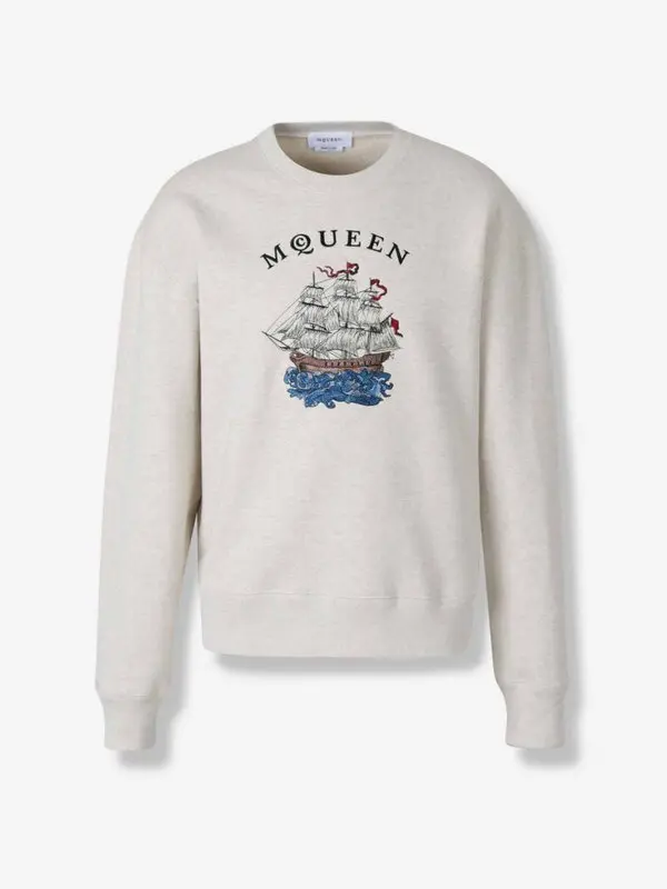 Alexander McQueen Embroidered Crewneck Sweatshirt - Beige
