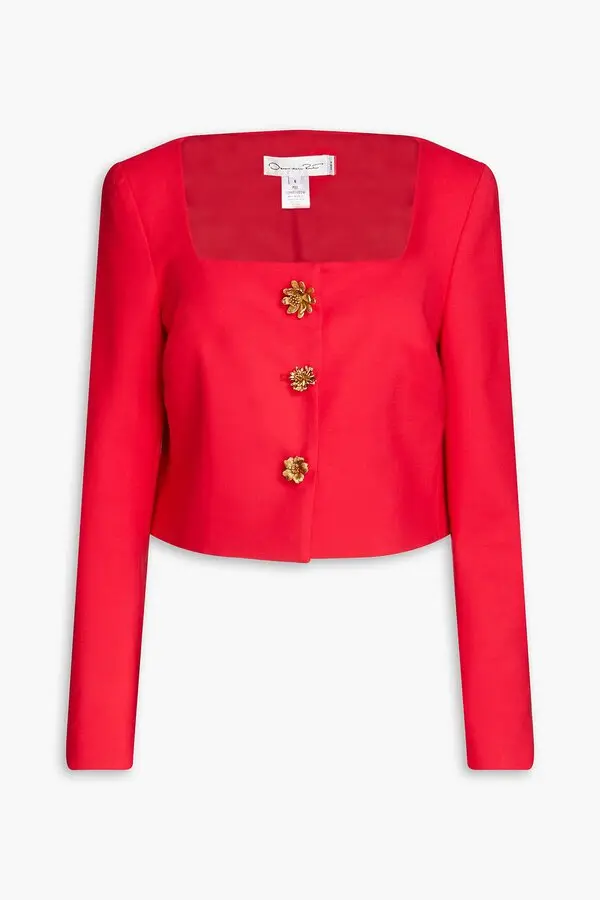 Oscar De La Renta Cropped Wool-blend Jacket