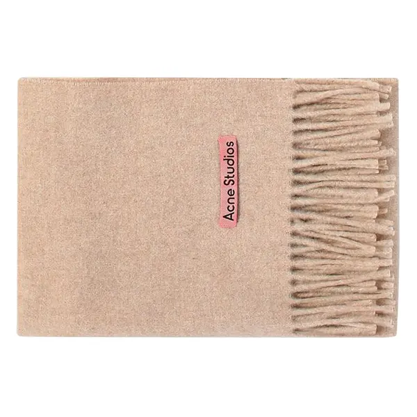 Acne Studios Fringe Wool Scarf 'oatmeal Melange - Cream